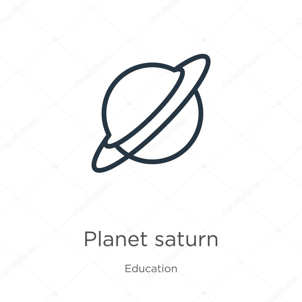 Planeta Saturno icono. Thin linear planet saturn outline icon isolated ...