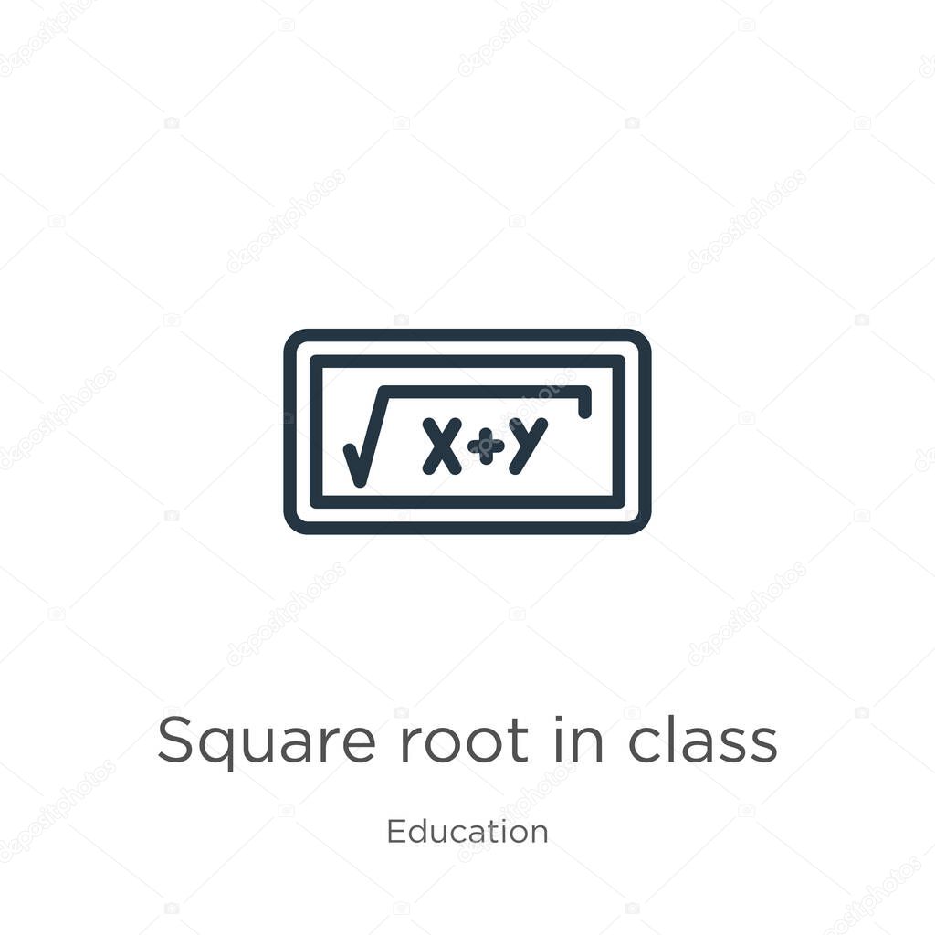 Raíz cuadrada en el icono de clase. Raíz cuadrada lineal delgada en el icono de esquema de clase ...