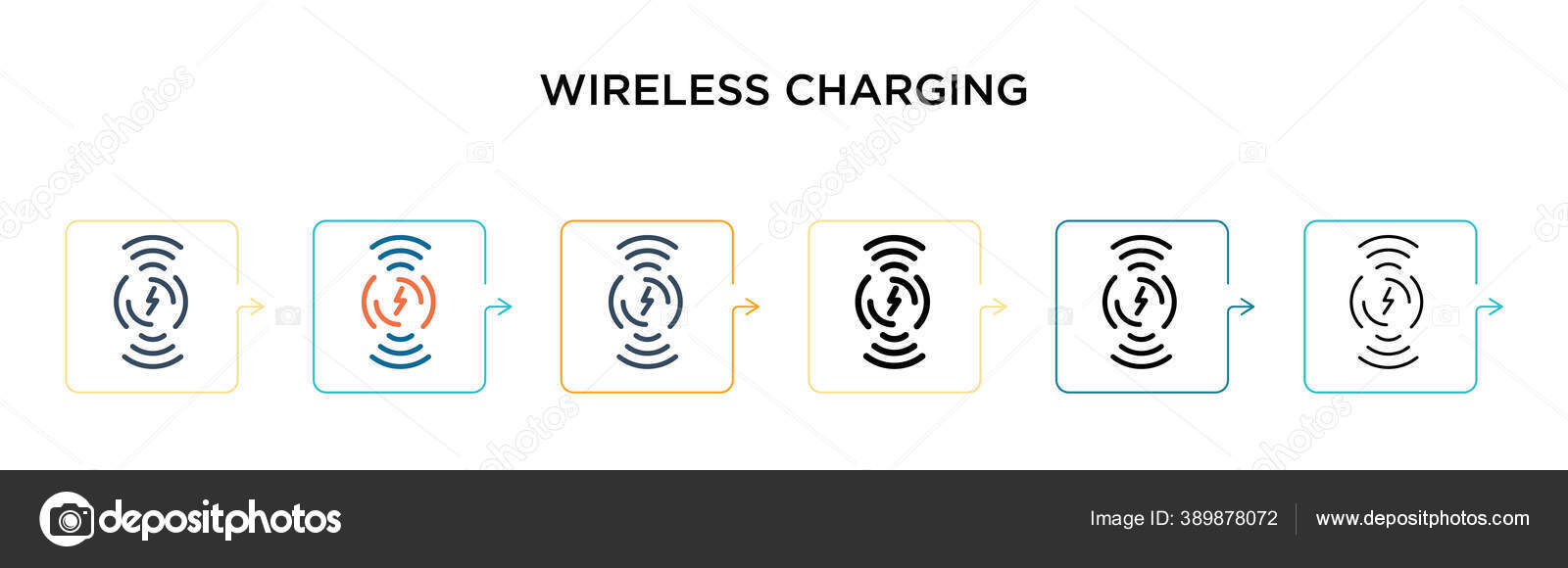 Wireless Charging Vector Icon Different Modern Styles Black Two Colored ...