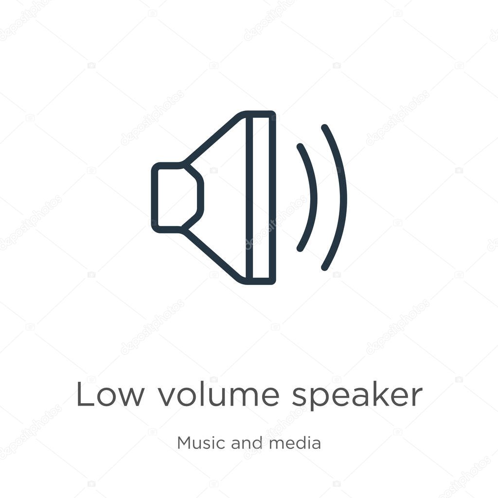 Icono de altavoz de bajo volumen. Icono del contorno del altavoz lineal ...