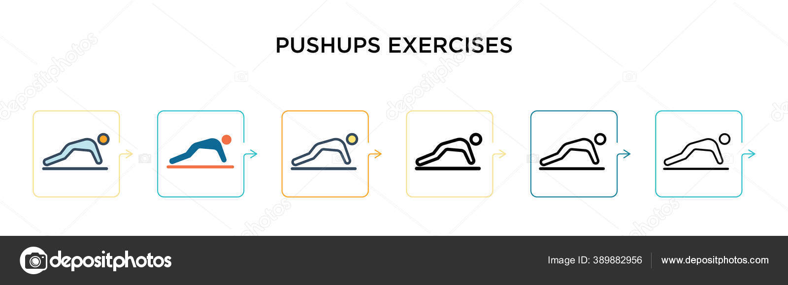 Pushups Exercises Vector Icon Different Modern Styles Black Two Colored Stock Vector Image By