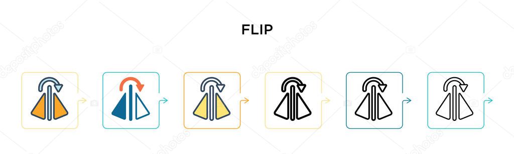 Voltear icono de vector en 6 estilos modernos diferentes. Negro, dos ...