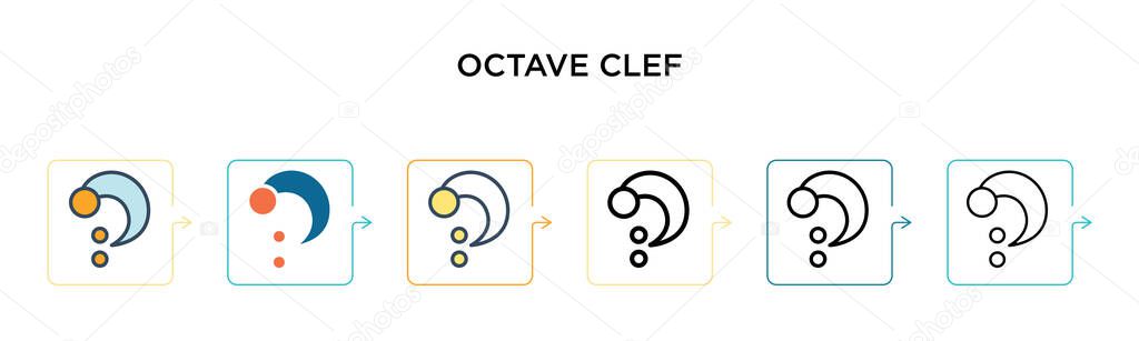 Icono de vector de clave de octava en 6 estilos modernos diferentes ...