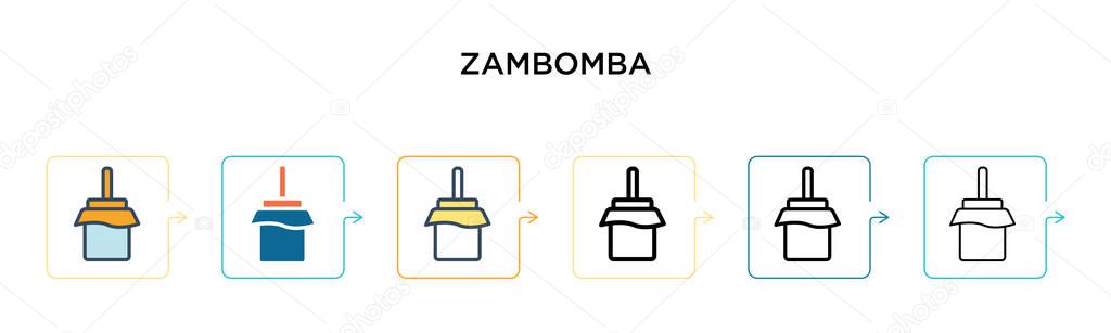 Zambomba icono vectorial en 6 estilos modernos diferentes. Negro, dos ...