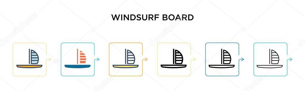 Icono de vector de tabla de windsurf en 6 estilos modernos diferentes ...