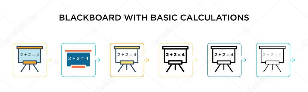 Pizarra con cálculos básicos icono vectorial en 6 estilos modernos ...
