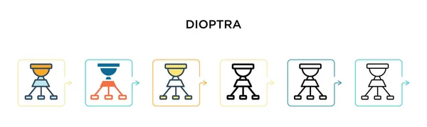 Icono de vector Dioptra en 6 estilos modernos diferentes. Negro, dos ...