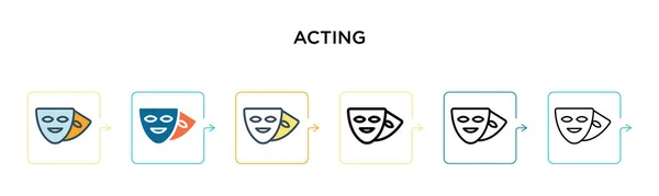 Acting vector icon in 6 different modern styles. Negro, dos iconos de ...