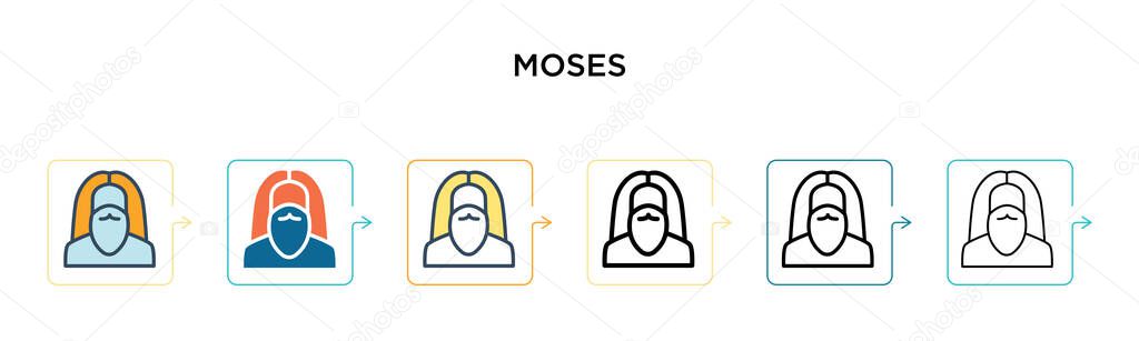 Moisés icono de vector en 6 estilos modernos diferentes. Negro, dos ...