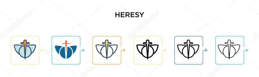 Icono de vector de herejía en 6 estilos modernos diferentes. Negro, dos ...