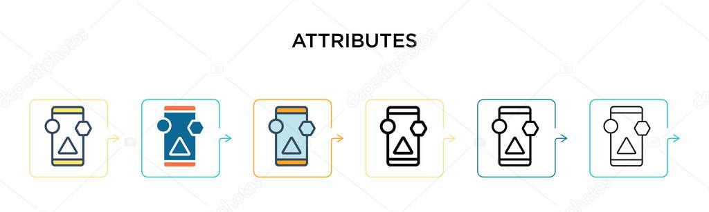 Atributos icono de vector en 6 estilos modernos diferentes. Negro, dos ...