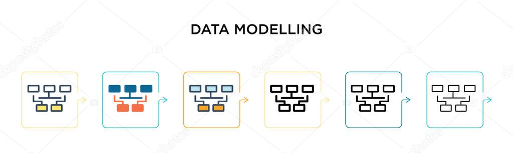 Icono de vector de modelado de datos en 6 estilos modernos diferentes ...