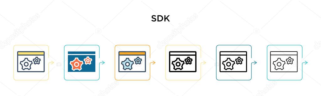 Sdk icono vectorial en 6 estilos modernos diferentes. Negro, dos iconos ...