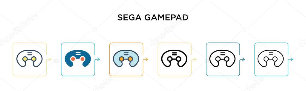 Sega gamepad vector icono en 6 estilos modernos diferentes. Negro, dos ...