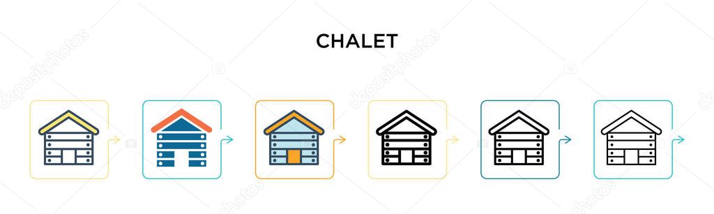 Chalet icono vectorial en 6 estilos modernos diferentes. Negro, dos ...