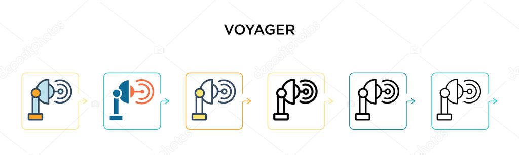 Icono del vector Voyager en 6 estilos modernos diferentes. Negro, dos ...