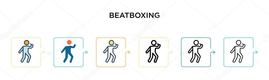 Beatboxing icono vectorial en 6 estilos modernos diferentes. Negro, dos ...