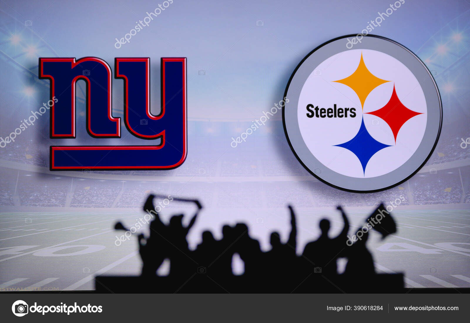 New York Giants Pittsburgh Steelers Fans Support Nfl Game Silhouette ...