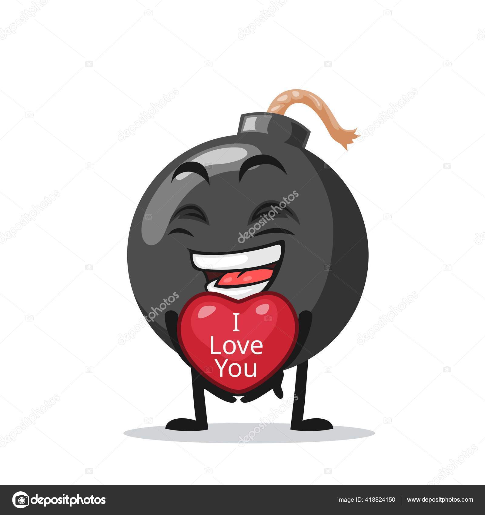 Vector Illustration Bomb Character Mascot Give Love Symbol Says Love ...