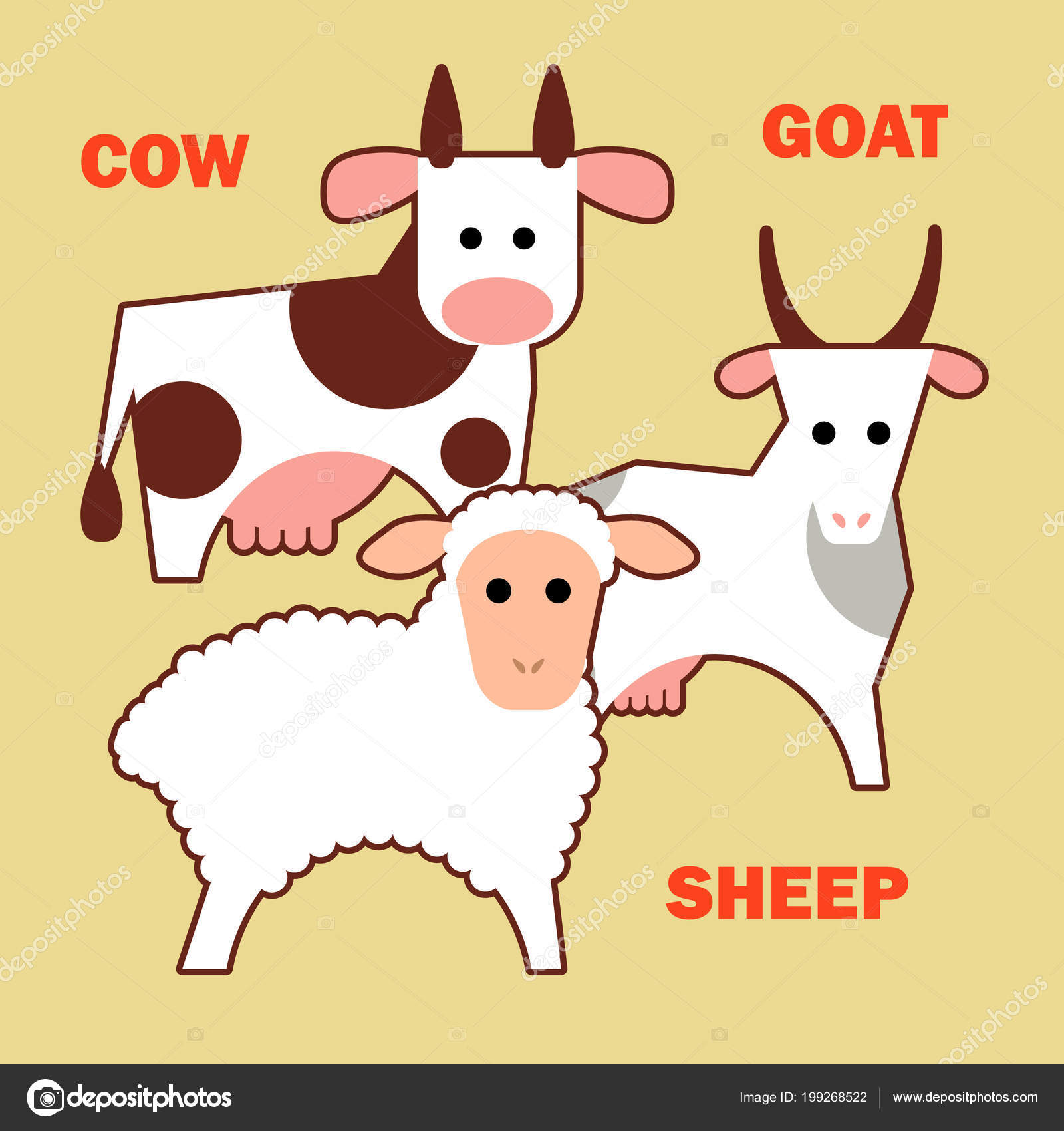 Farm animals cow, sheep and goat simple Stock Vector by ©heliburcka ... Farm animals cow, sheep and goat simple Stock Vector by ©heliburcka ...