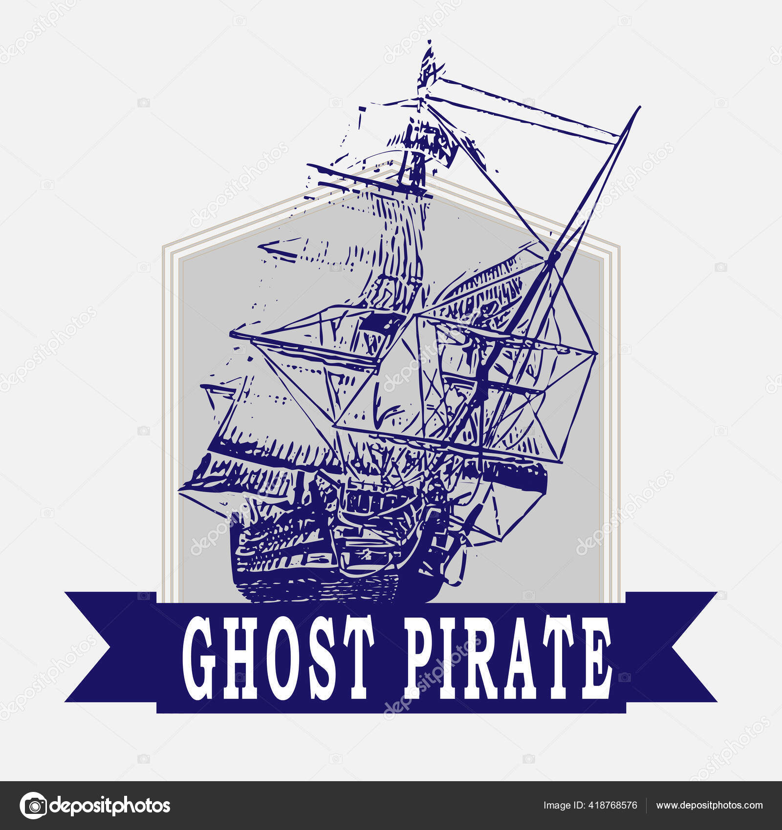 Ghost Pirate Ship Silhouette