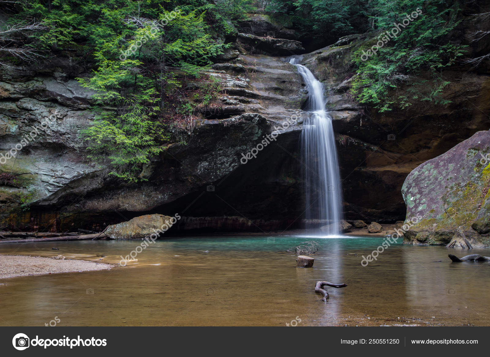 Ohio Scenic Waterfall Panorama Waterfall Plunges Cliff Aquamarine ...