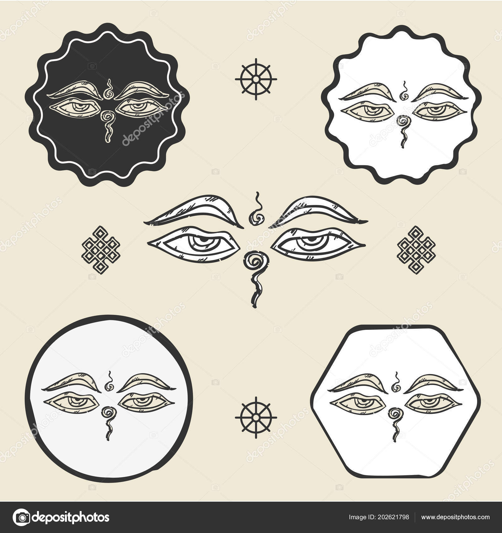 Buddha wisdom eyes buddhism icon flat web sign symbol logo label Stock ...