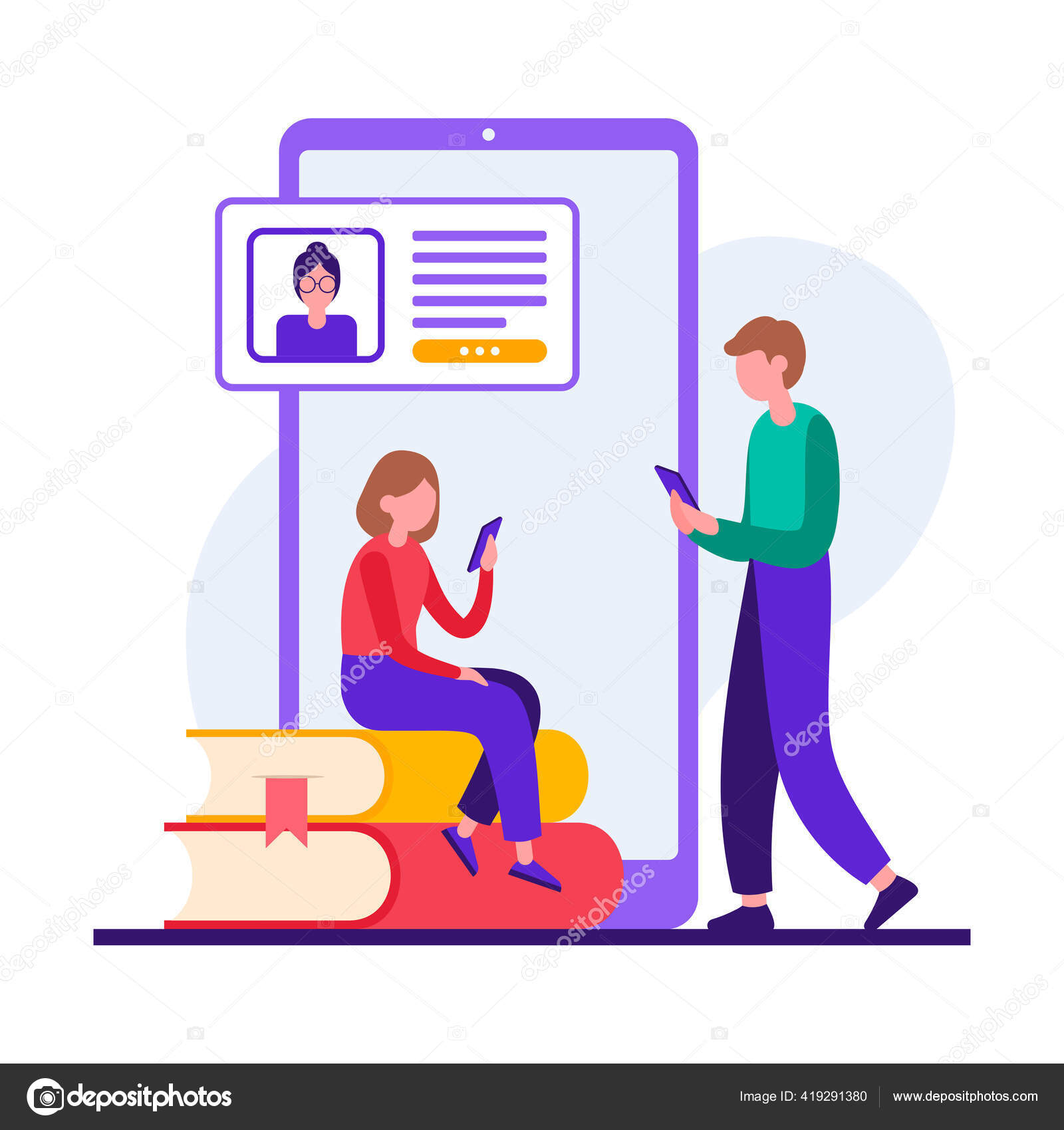 Cartoon students using mobile app for education Stock Vector Image by ...