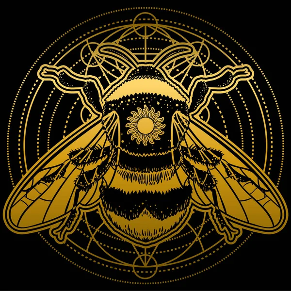 Bumblebee Hand Drawn Vector Illustration Tattoo Art Sketch Bee Mystical ...