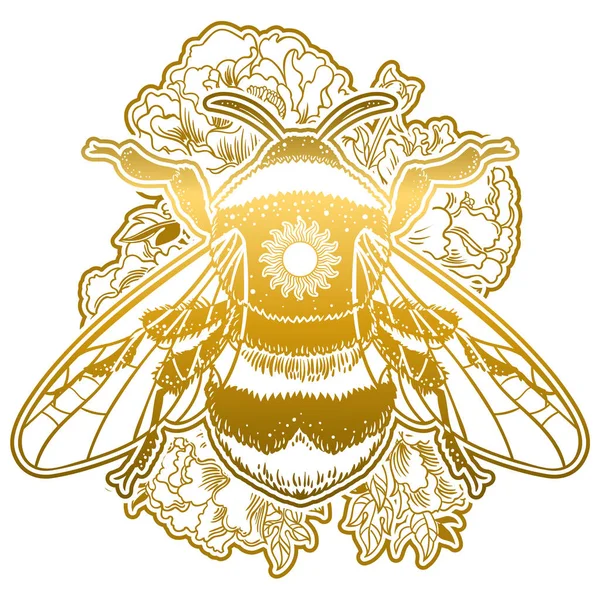 Bumblebee Hand Drawn Vector Illustration Tattoo Art Sketch Bee Mystical ...