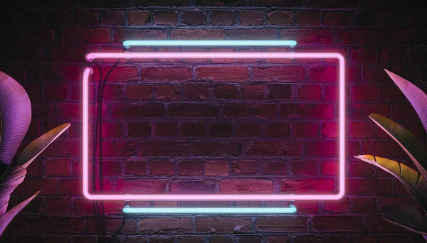 Neon light sign board background. 3d modern illustration. Neon elements ...