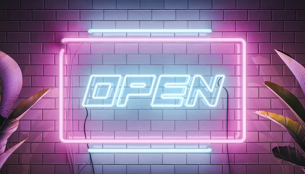 Neon light sign board background. 3d modern illustration. Neon elements ...