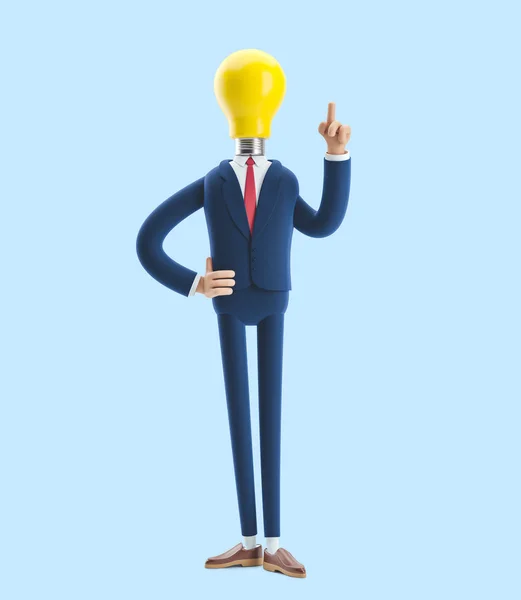 Businessman Billy with light bulb instead of head. Innovation and ...