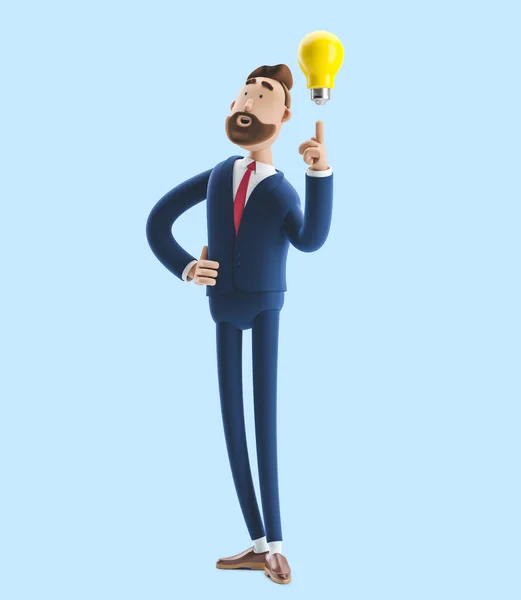 Businessman Billy with light bulb instead of head. Innovation and ...