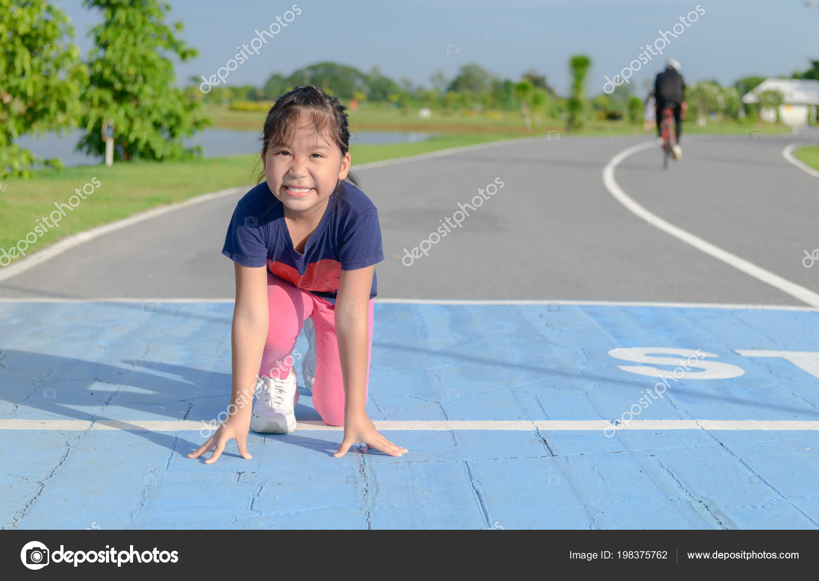 Smile Cute Girl Ready Position Run Track Sport Healthy Concept Stock ...