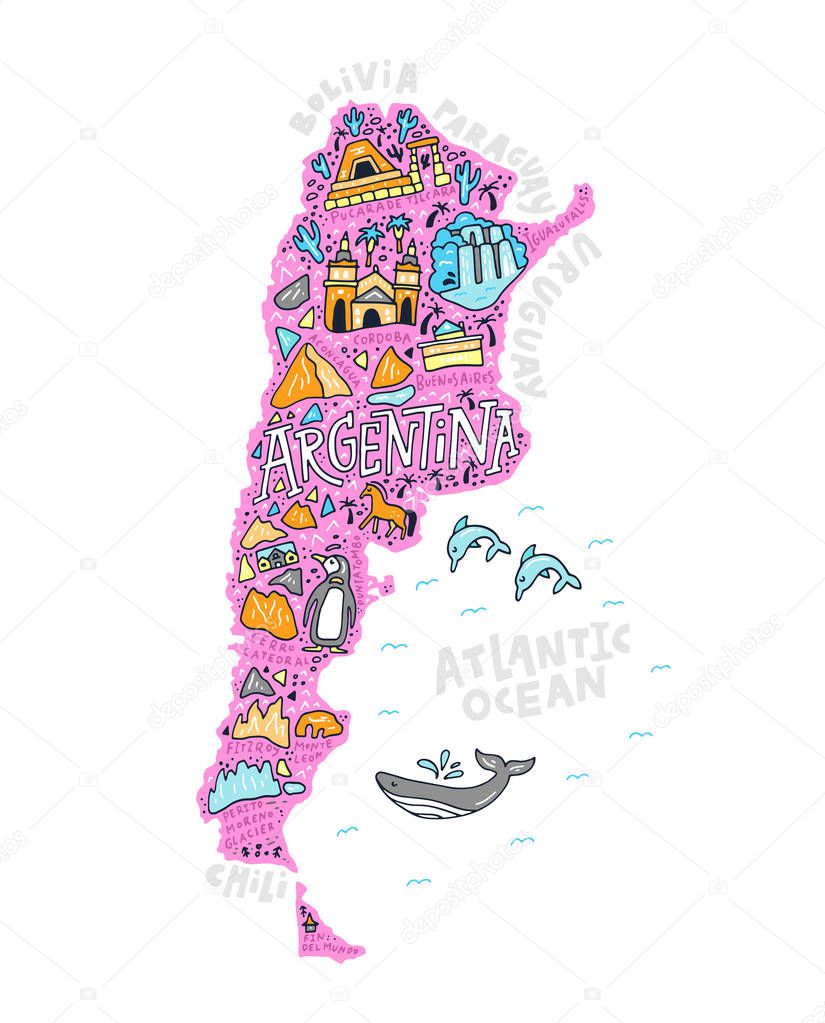 El mapa de dibujos animados de Argentina 2023