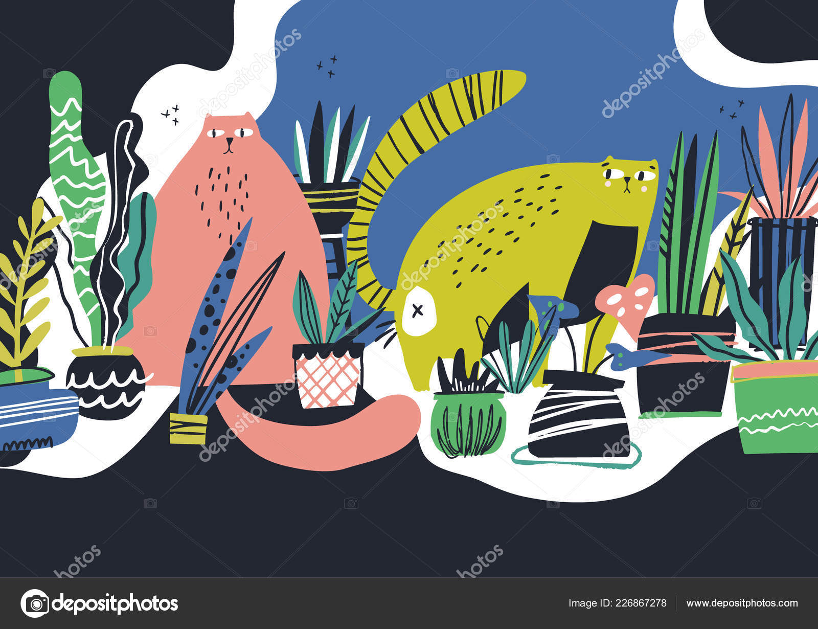 Guilty cats flat hand drawn vector color illustration Stock Vector by ...