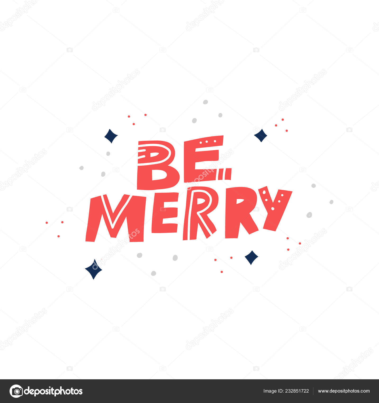 Be merry hand drawn vector red lettering Stock Vector Image by ...