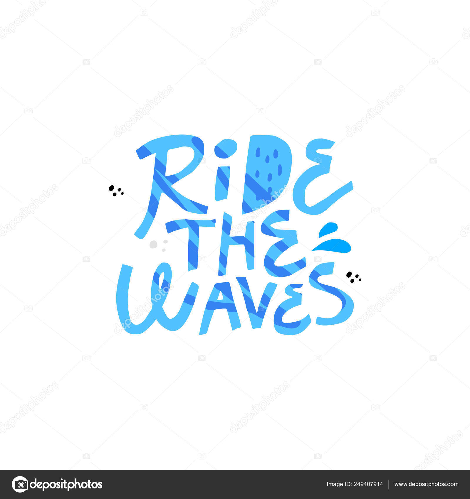 Ride the wave hand drawn vector blue lettering Stock Vector Image by ...