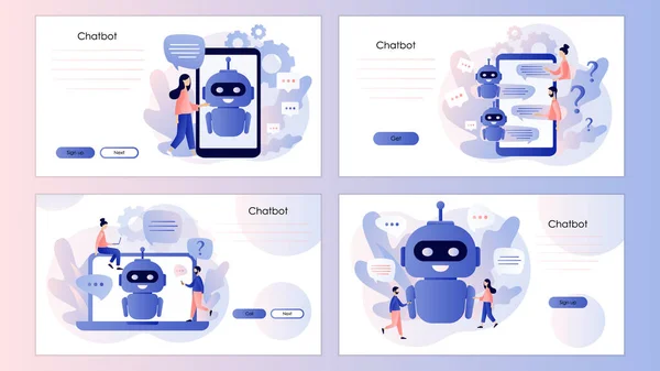Chatbot concept. AI robot assistant, customer support. Screen template ...