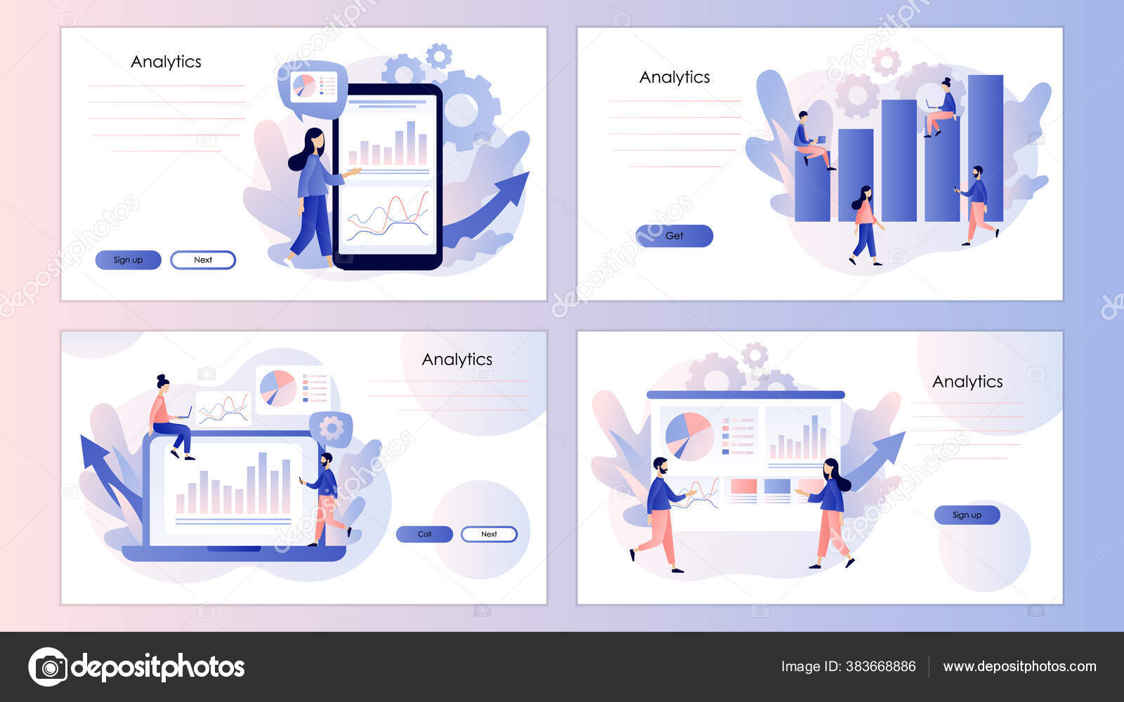 Data analytics consept. Business analysis. Screen template for mobile ...