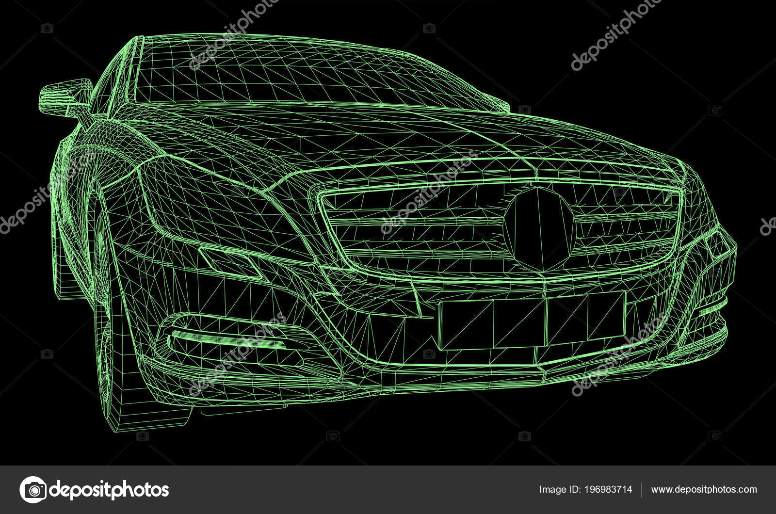 Model Sports Premium Sedan Vector Illustration Form Green Polygonal ...
