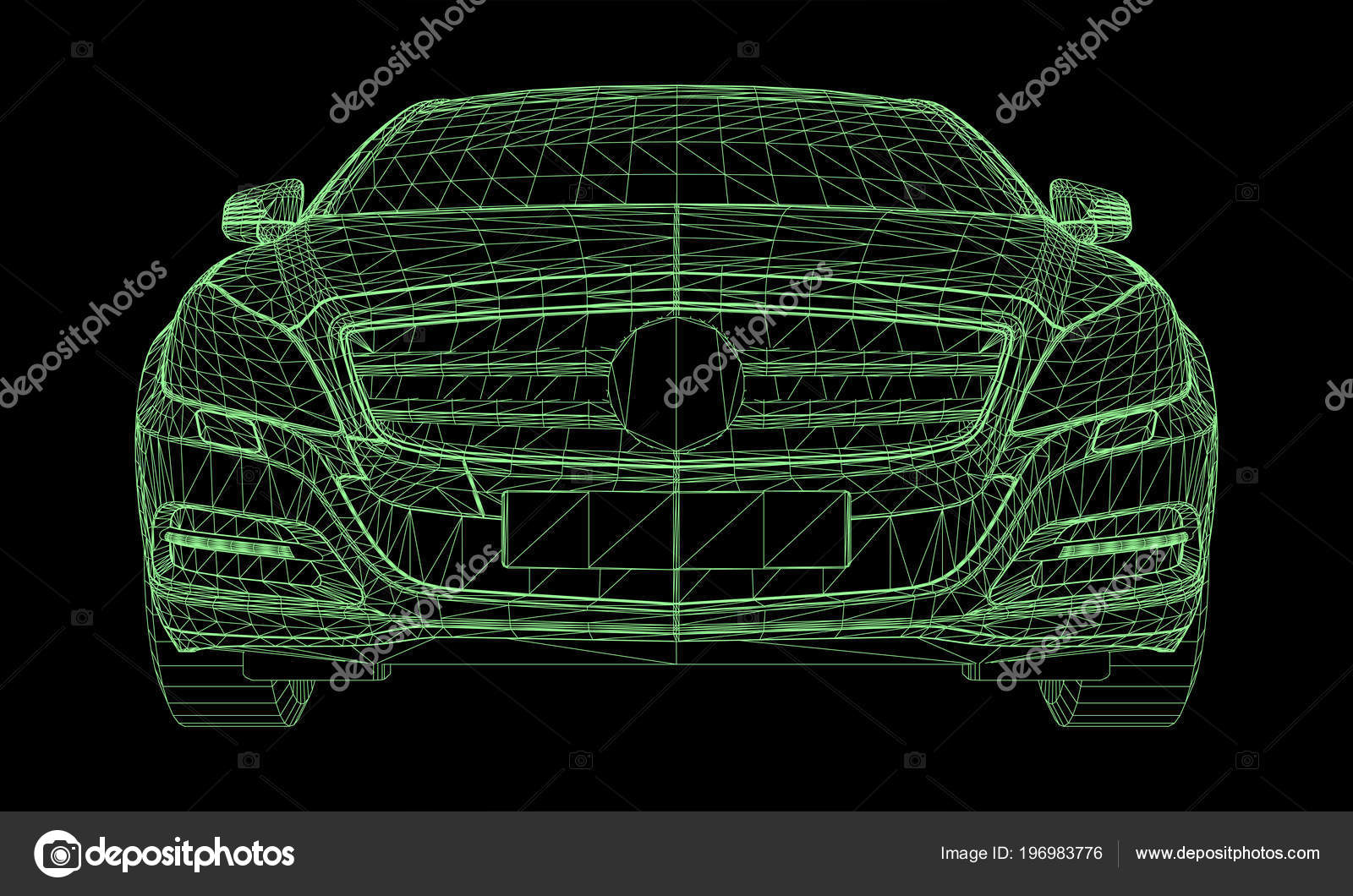 Model Sports Premium Sedan Vector Illustration Form Green Polygonal ...