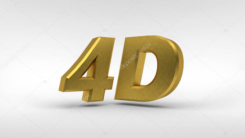 Logo 4D dorado aislado sobre fondo blanco con efecto reflejo ...