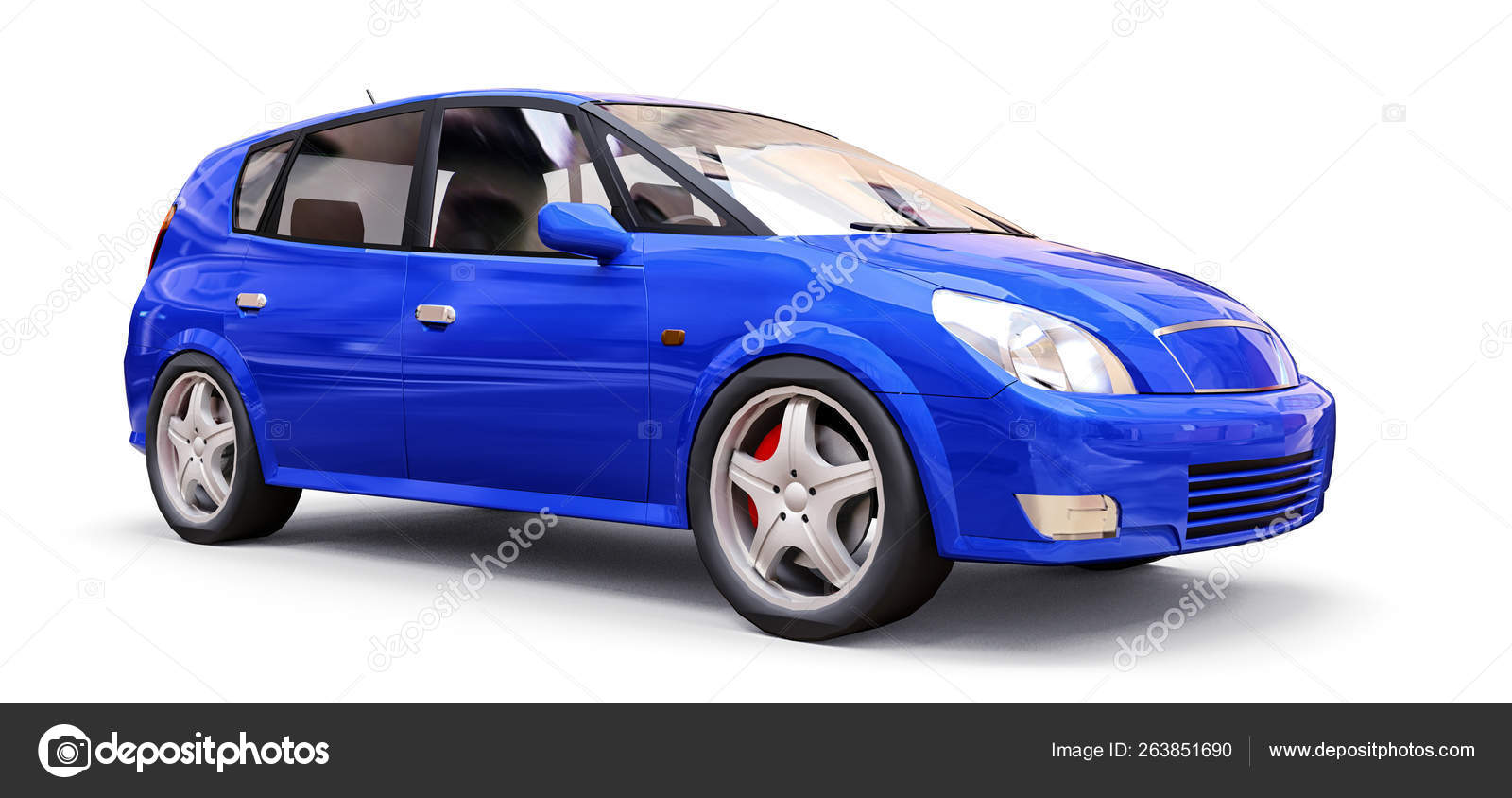 Blue city car with blank surface for your creative design. 3D ...
