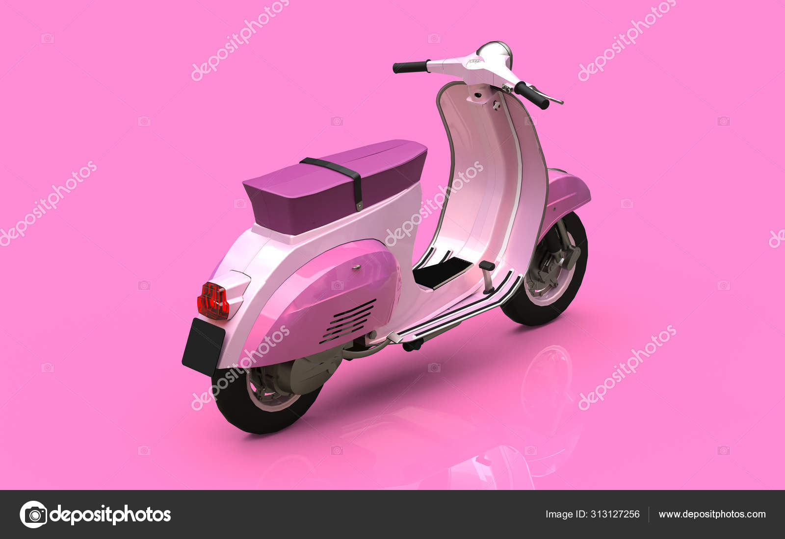 Pink And White Moped