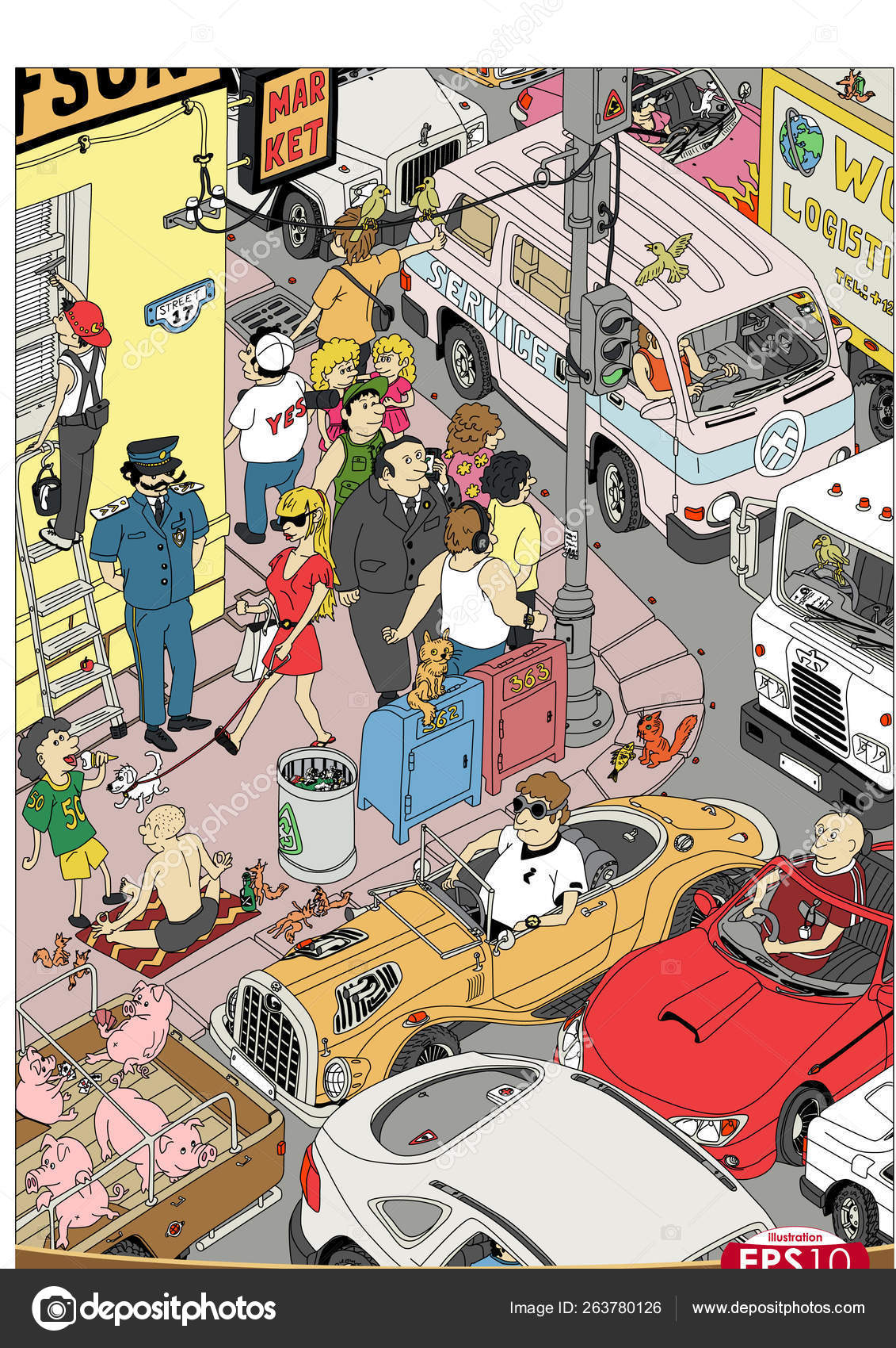 Vector Cartoon City Traffic Scene Stock Vector Image by ©eugenezando ...