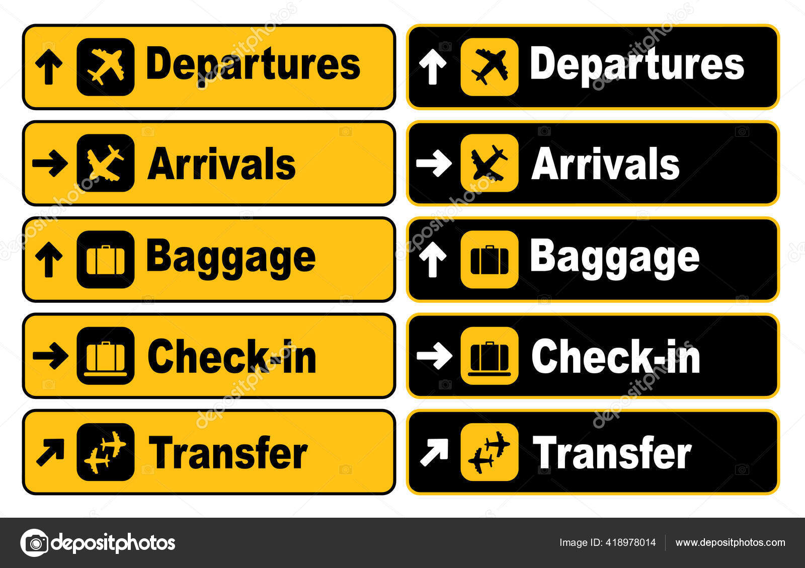 Black Departures Arrivals Sign Stock Vector by ©selim123 418978014
