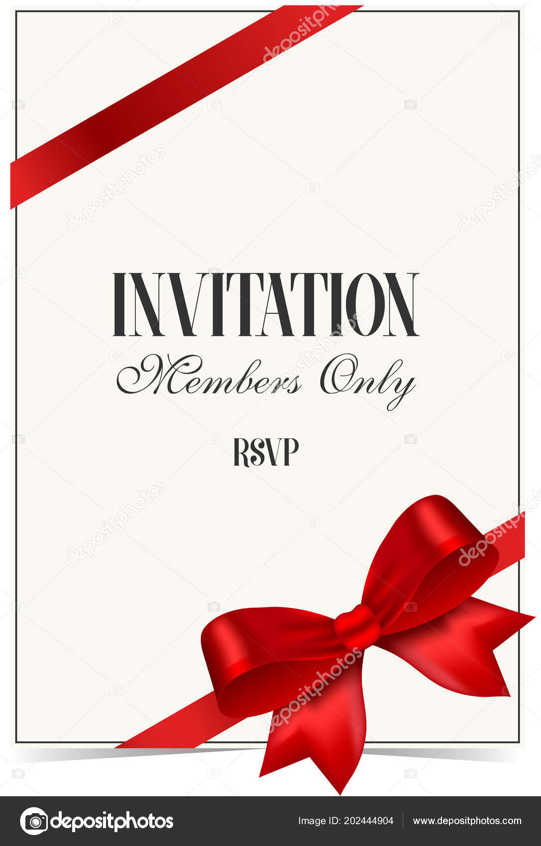 Invitation Red Ribbon Bow White Background Stock Vector Image by ...