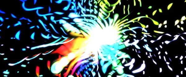 Light particle trails. Light explosion star with glowing particles and ...